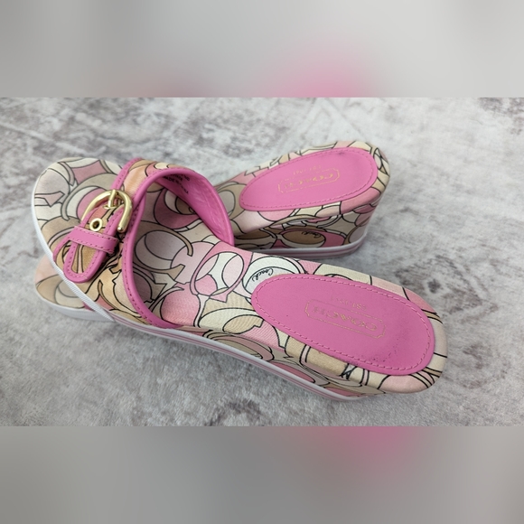 Coach | Shoes | Coach Womens Pink Signature Perry Wedge Slides Size 75 ...